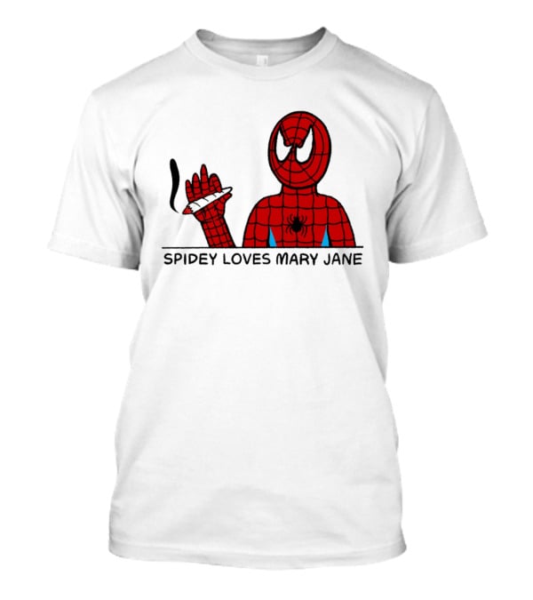 Spidey Loves Mary Jane Spider Man Smoking Humor T-Shirt