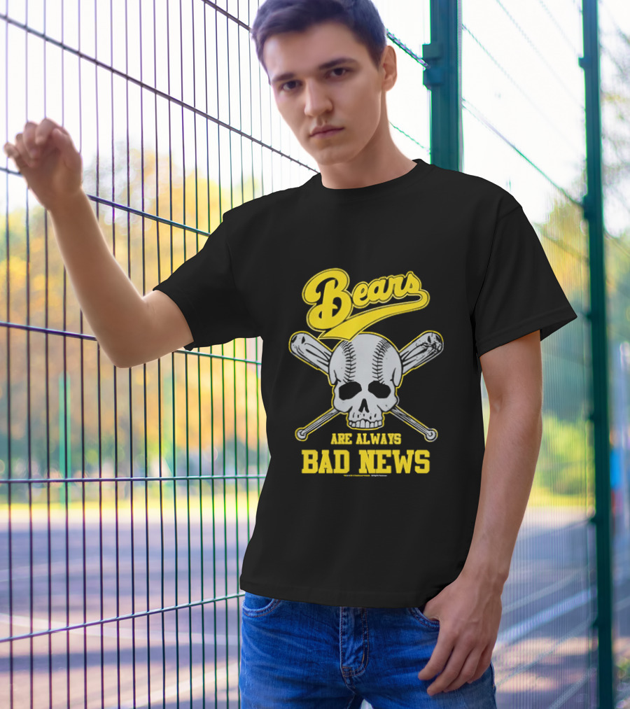 Bears Are Always Bad News Baseball Skull Crossed Bats T-Shirt