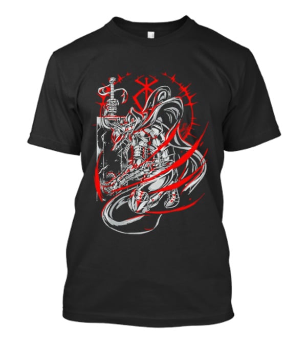 Berserk Dragonslayer Sword Armored Knight Red Sacrifice Glyph T-Shirt