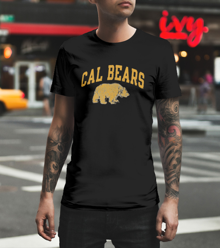 Cal Bears NCAA Distressed Grizzly Bear Profile T-Shirt