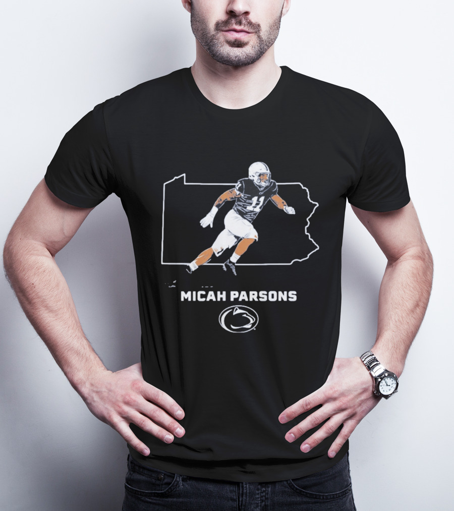 Micah Parsons Penn State Football Player With State T-Shirt