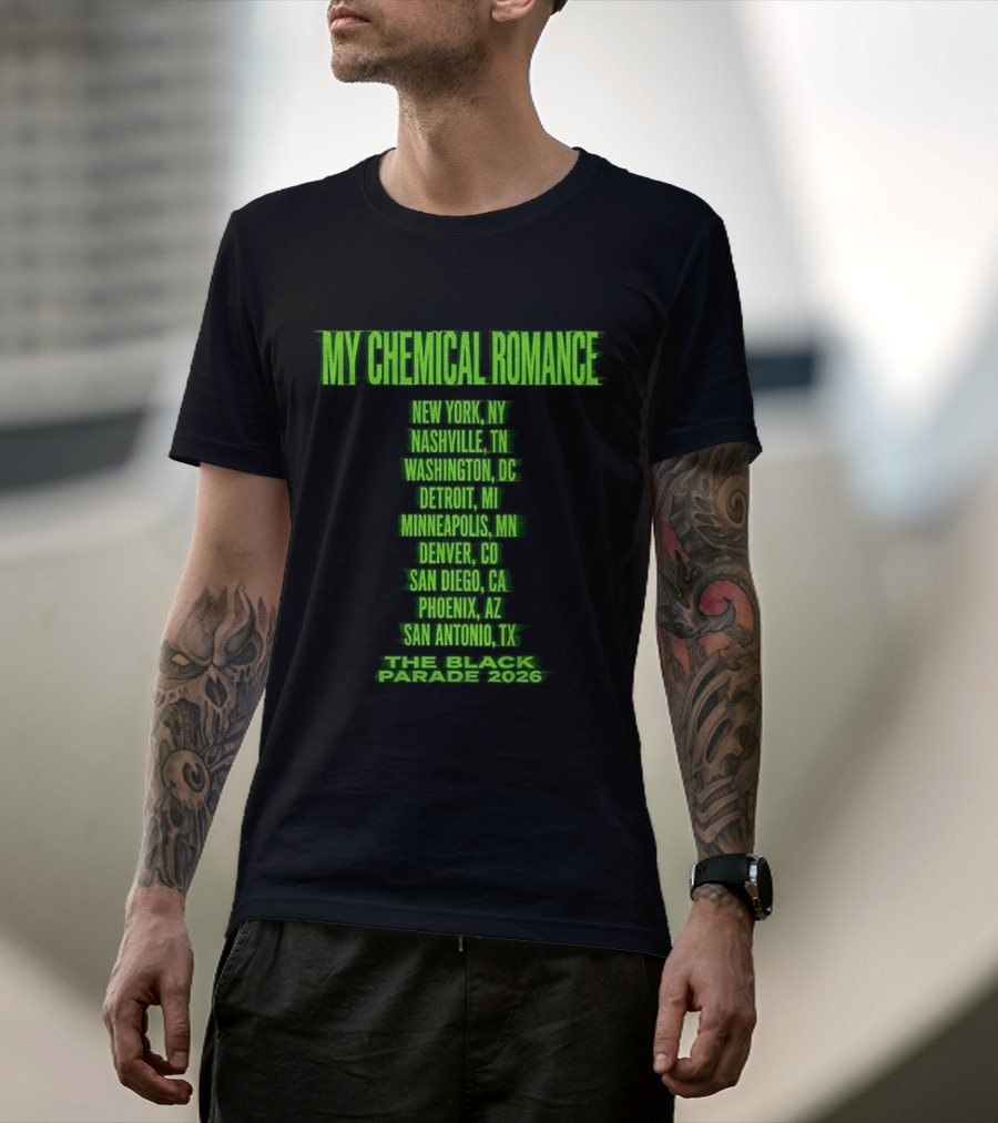 My Chemical Romance The Black Parade 2026 New York City Nashville Washington Detroit Minneapolis Denver San Diego Phoenix San Antonio Tour Dates T-Shirt