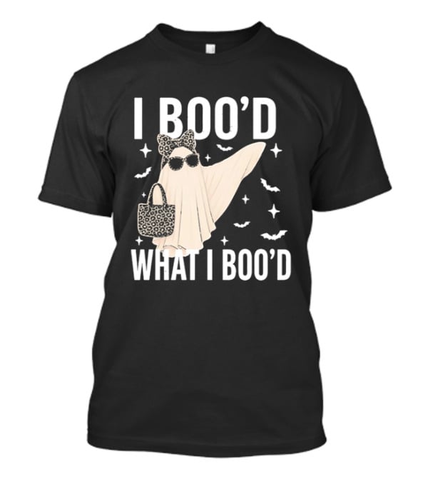 I Boo'd What I Boo'd Cartoon Ghost Leopard Bow Sunglasses Handbag T-Shirt