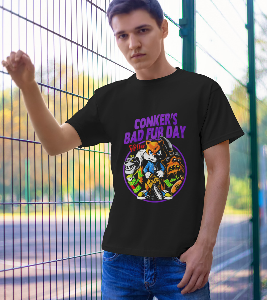 Conker's Bad Fur Day Chainsaw Squirrel Gaming Money T-Shirt
