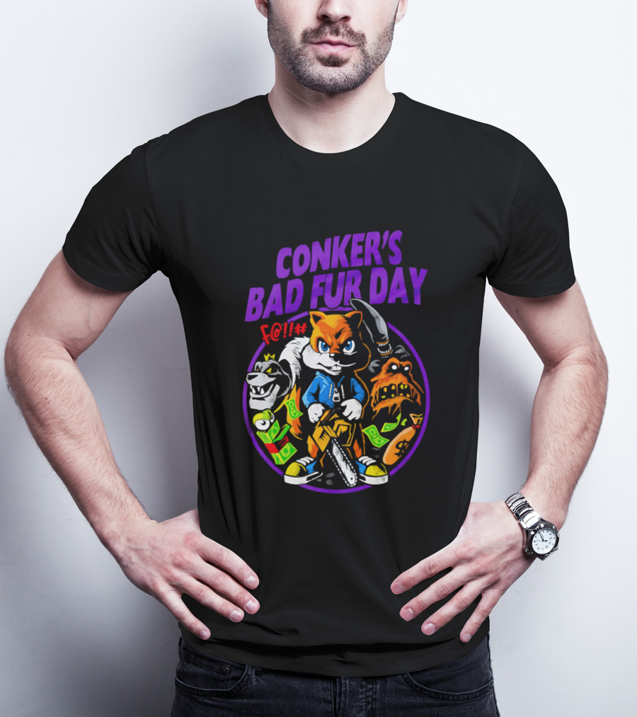 Conker's Bad Fur Day Chainsaw Squirrel Gaming Money T-Shirt