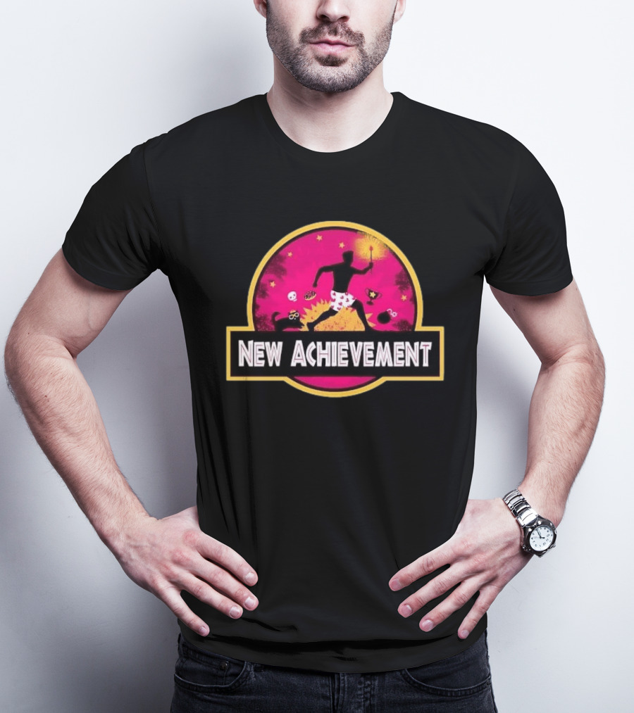 New Achievement Running Man Heart Boxers Torch Jurassic T-Shirt