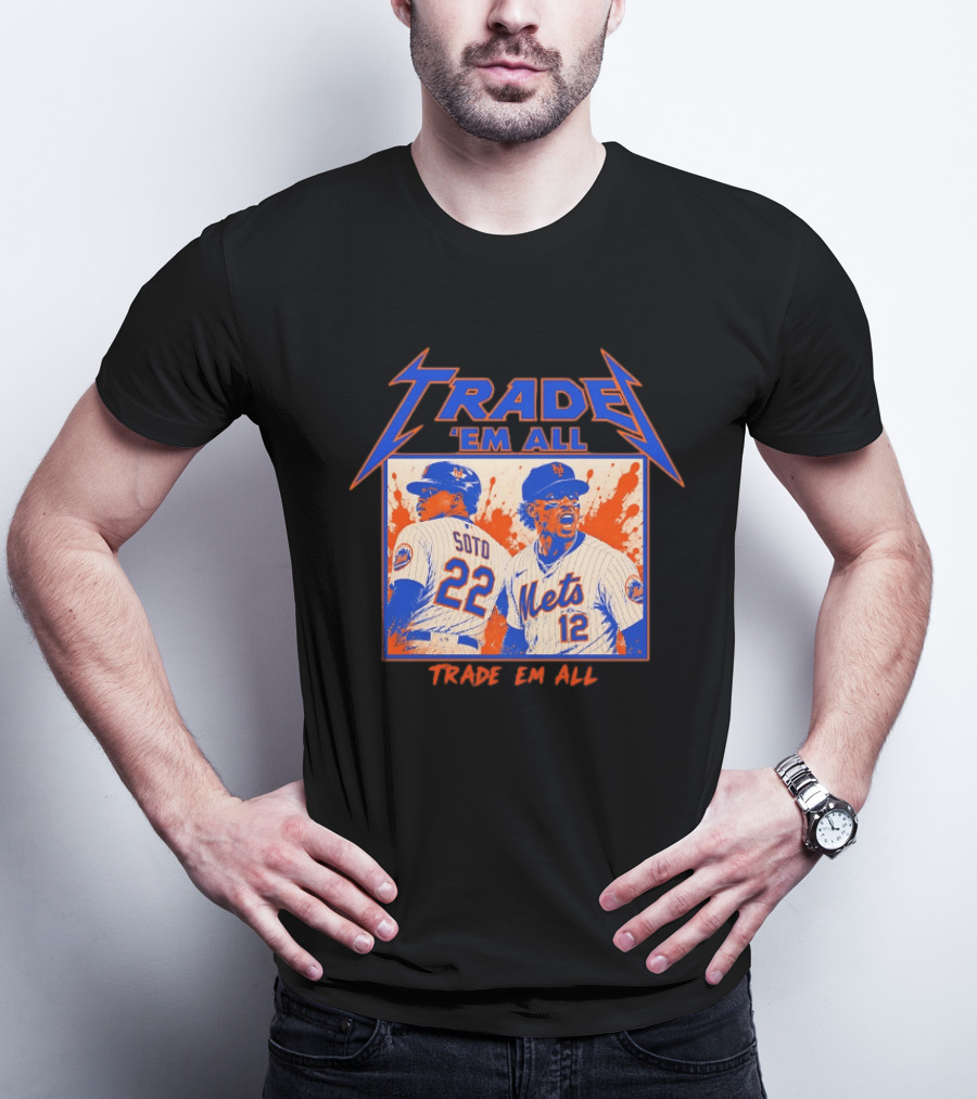New York Mets Trade Em All Soto Heavy Metal Splatter Player Photos T-Shirt