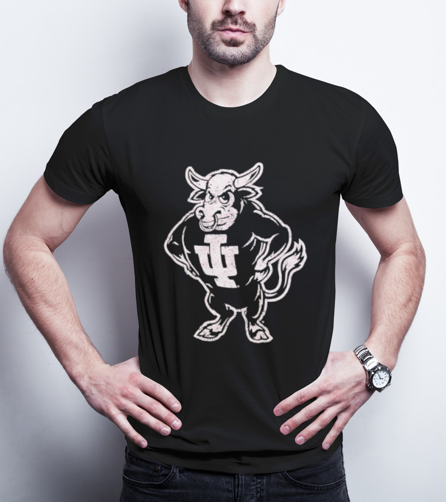 Indiana Hoosiers NCAA Vintage Style Distressed Muscular Bull T-Shirt
