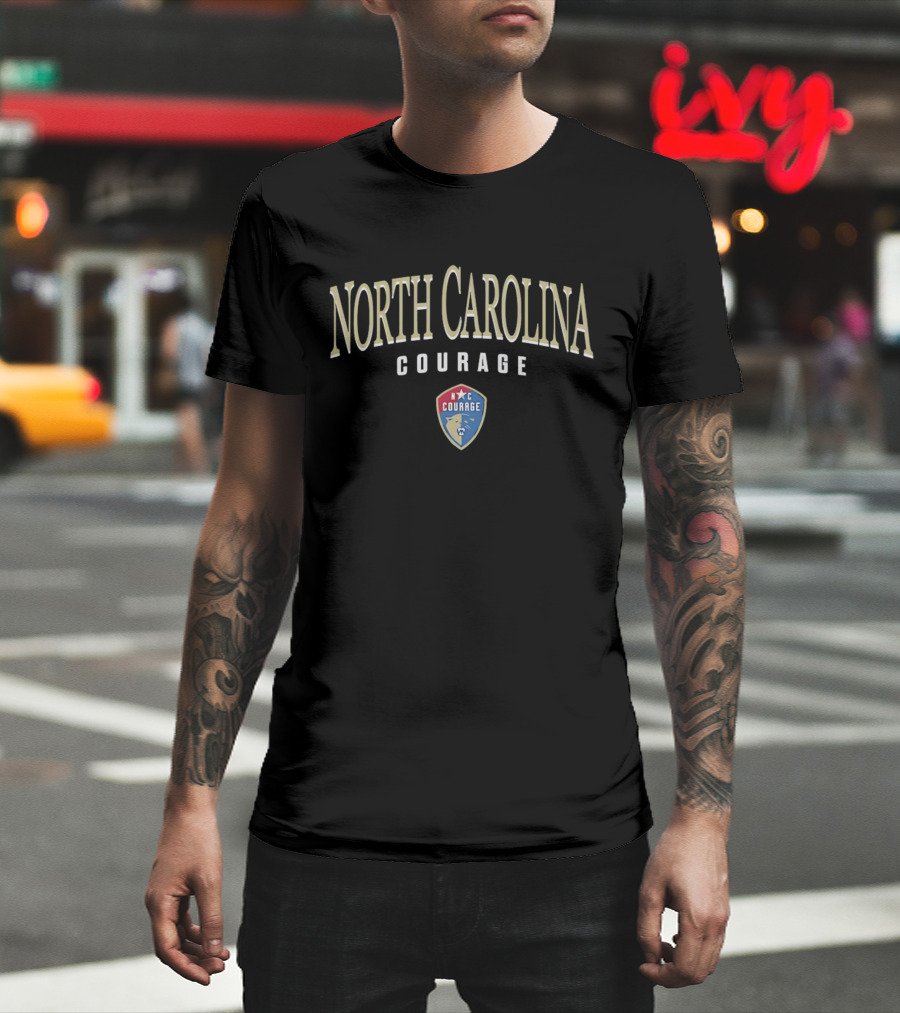 North Carolina Courage Arched Lettering Team Crest N C Shield T-Shirt