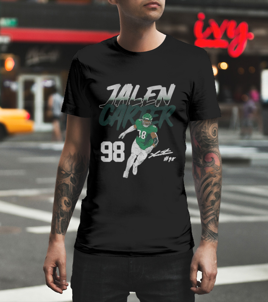 Jalen Carter Philadelphia Eagles 98 Football Player Signature T-Shirt