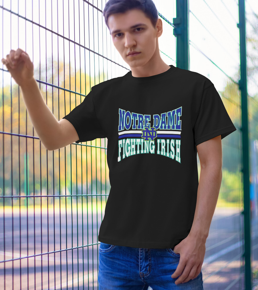 Notre Dame Fighting Irish Interlocking ND Monogram Curved NCAA T-Shirt