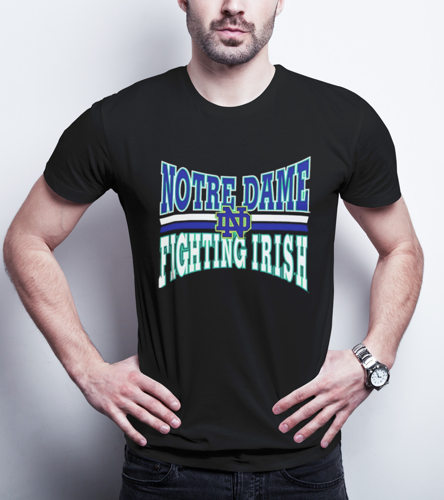 Notre Dame Fighting Irish Interlocking ND Monogram Curved NCAA T-Shirt