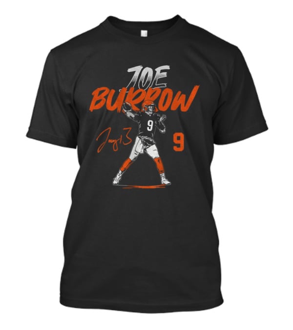 Joe Burrow Player Number 9 Pose Signature Cleveland Football T-Shirt