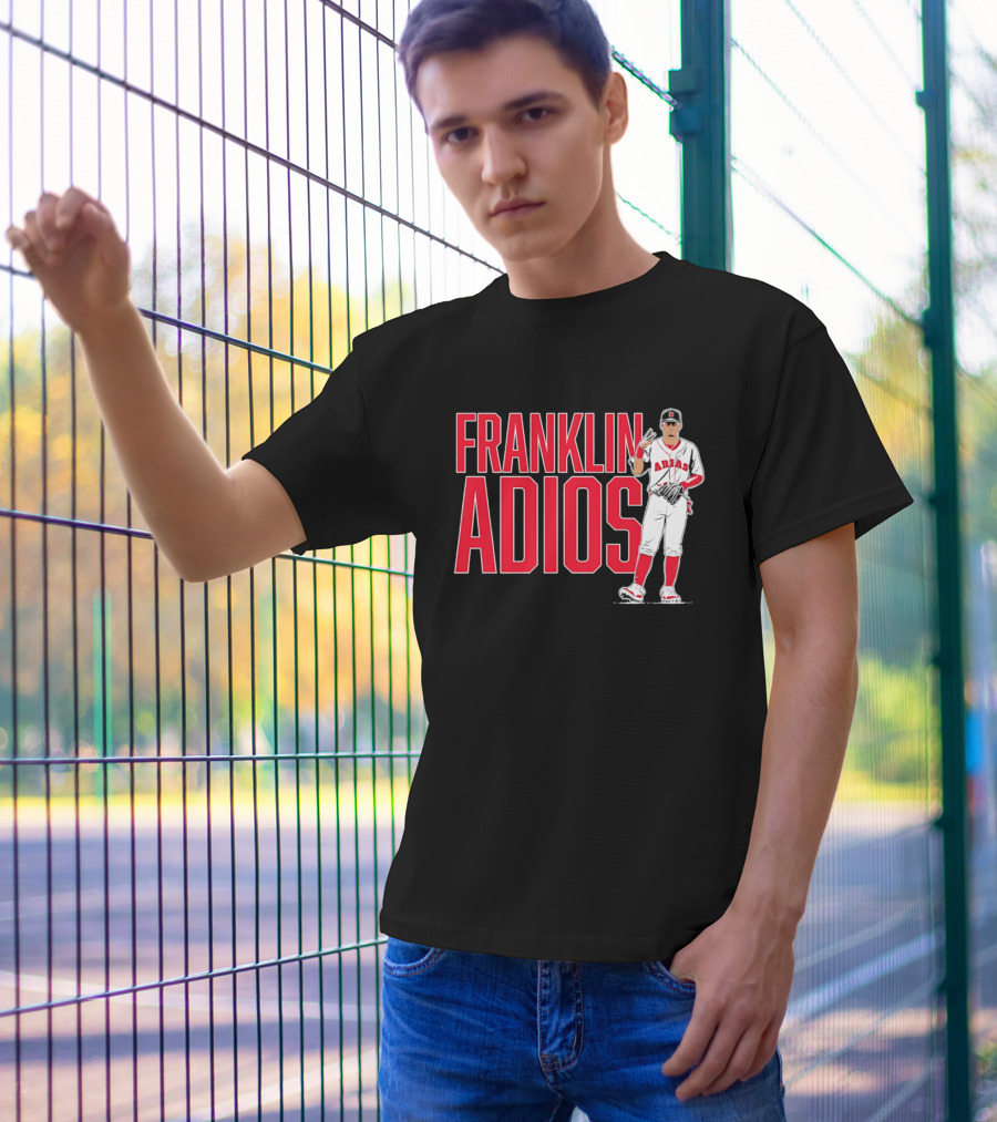 Franklin Arias Adios Baseball Player Gesture In Red And White Uniform T-Shirt