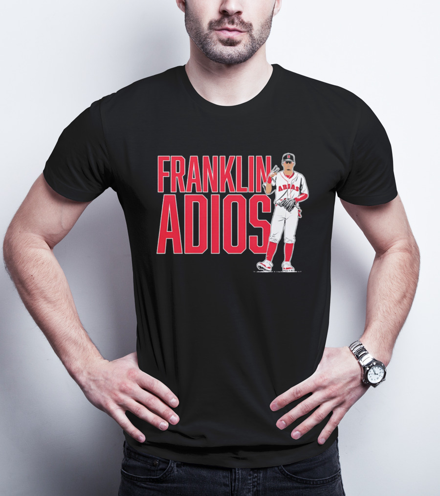Franklin Arias Adios Baseball Player Gesture In Red And White Uniform T-Shirt