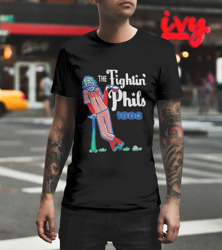 Phillies The Fightin' Phils 1883 Vintage Baseball Character With Bat And Ball T-Shirt