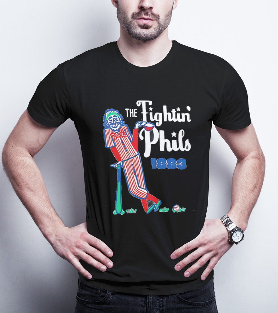 Phillies The Fightin' Phils 1883 Vintage Baseball Character With Bat And Ball T-Shirt