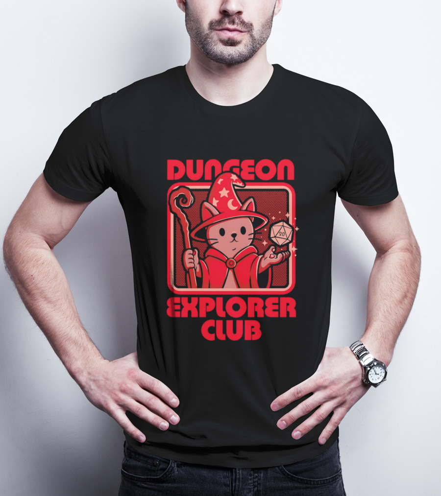 Dungeon Explorer Club RPG Mage Cat T-Shirt