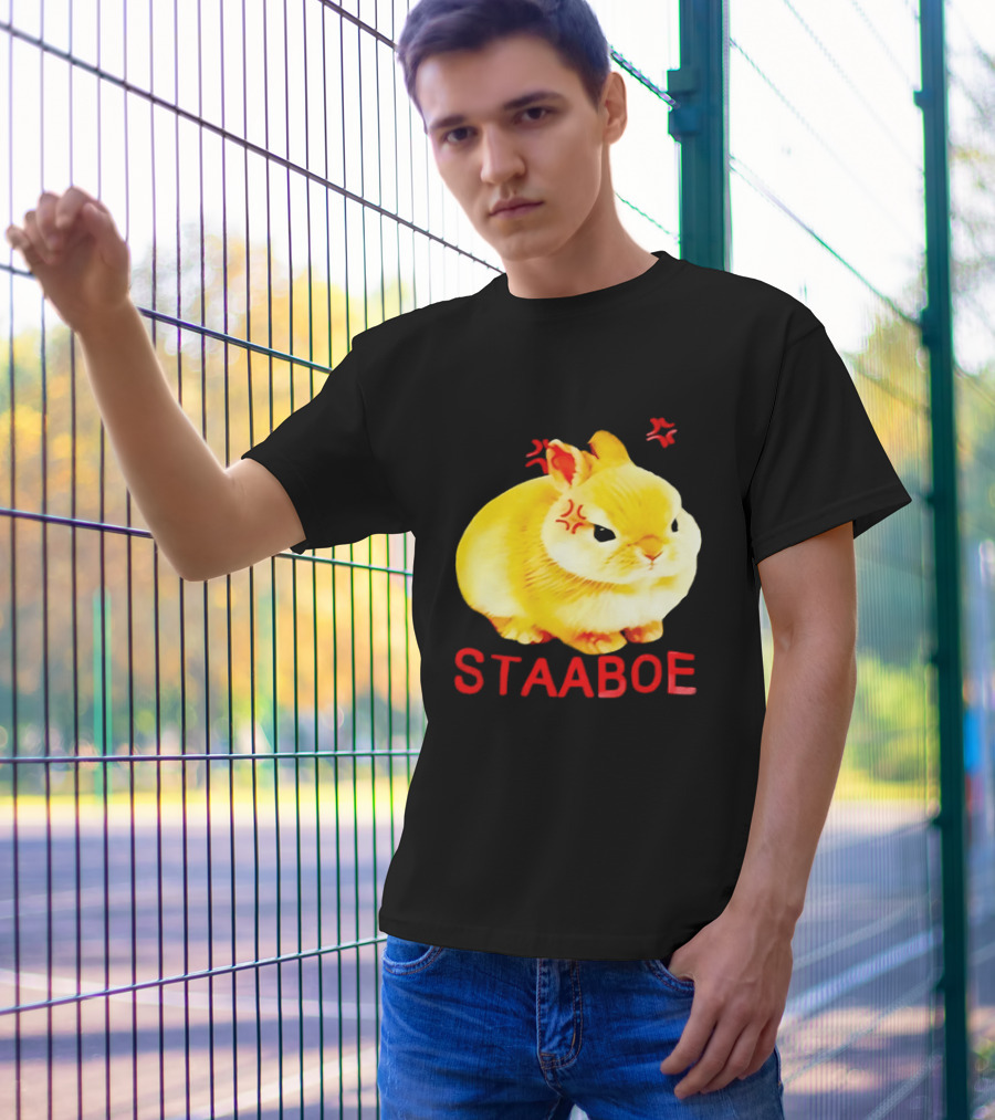 Staaboe Angry Fluffy Yellow Rabbit Red Marks T-Shirt