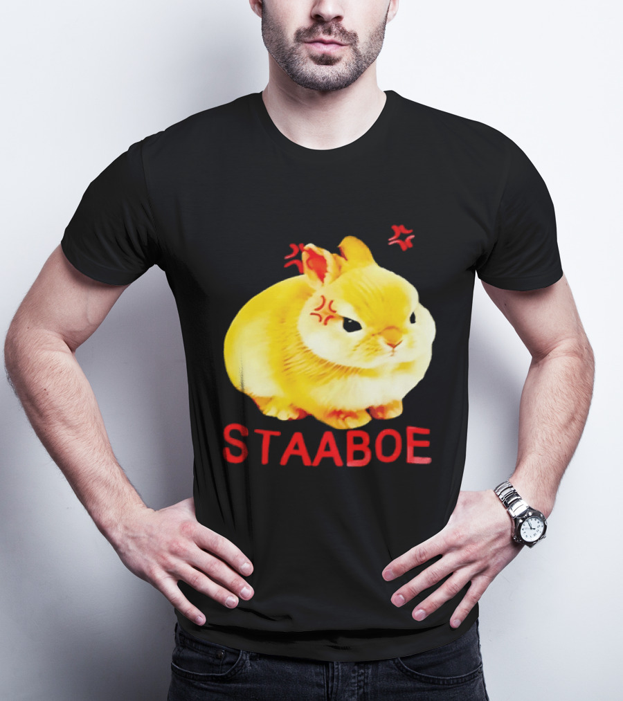 Staaboe Angry Fluffy Yellow Rabbit Red Marks T-Shirt