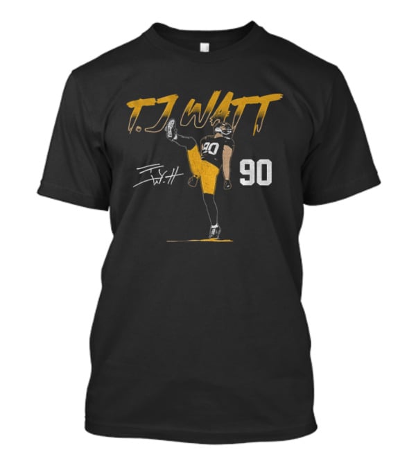 T.J. Watt Pose Pittsburgh Football 90 Player Name Number T-Shirt