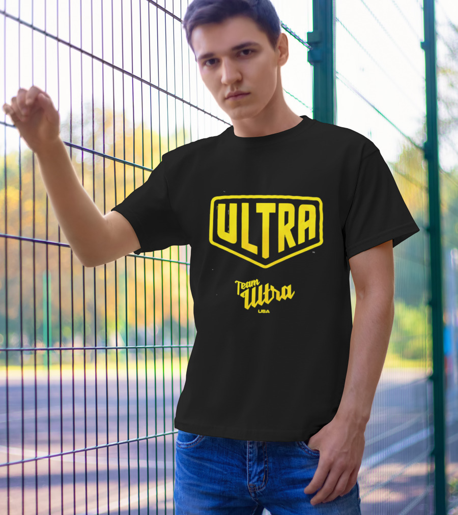 Team Ultra USA Yellow Black Shield Crest Ultra USA T-Shirt
