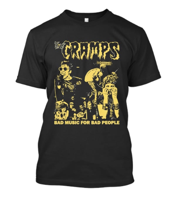The Cramps Bad Music For Bad People Band Members Collage Yellow Black T-Shirt