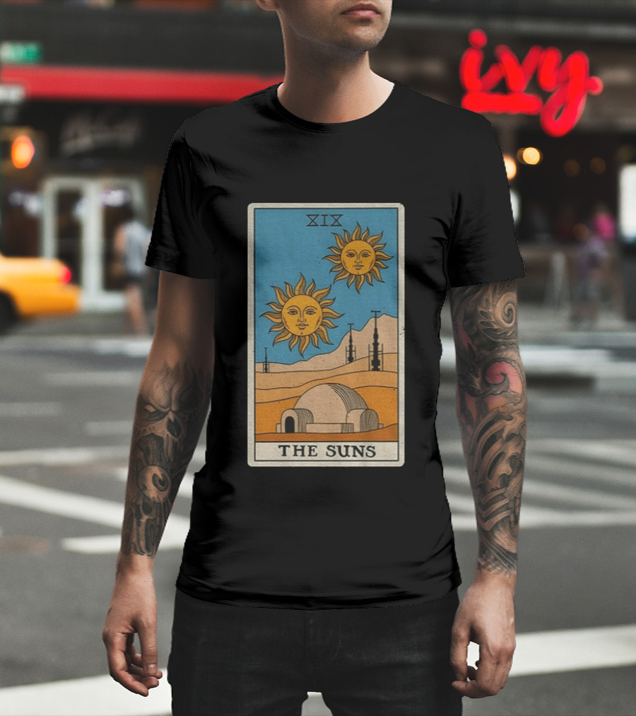 XIX The Suns Twin Suns Tarot Card Star Wars Tatooine Desert Dome T-Shirt