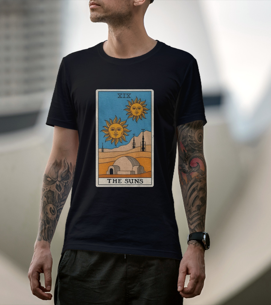 XIX The Suns Twin Suns Tarot Card Star Wars Tatooine Desert Dome T-Shirt