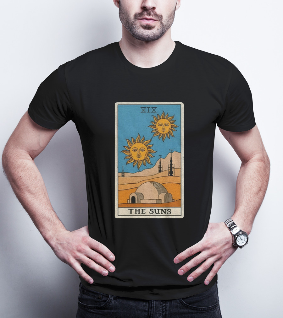 XIX The Suns Twin Suns Tarot Card Star Wars Tatooine Desert Dome T-Shirt