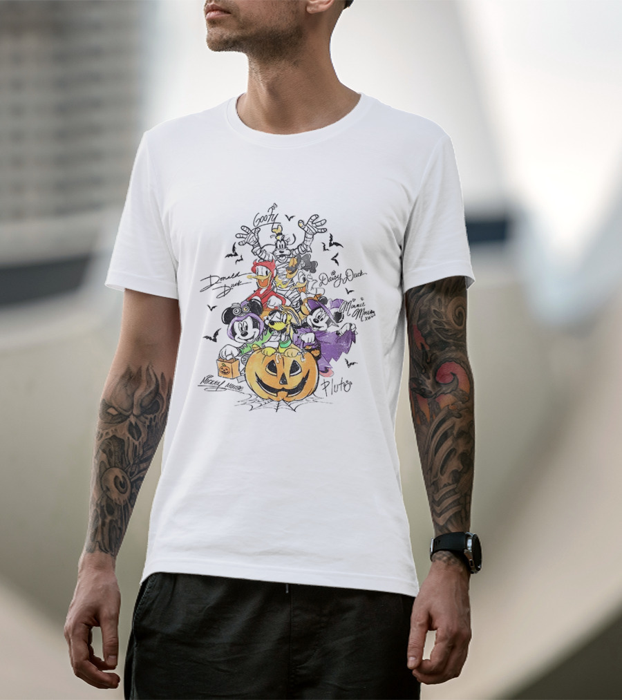 Mickey Minnie Donald Goofy Pluto Daisy Halloween Pumpkin Costume Bash T-Shirt