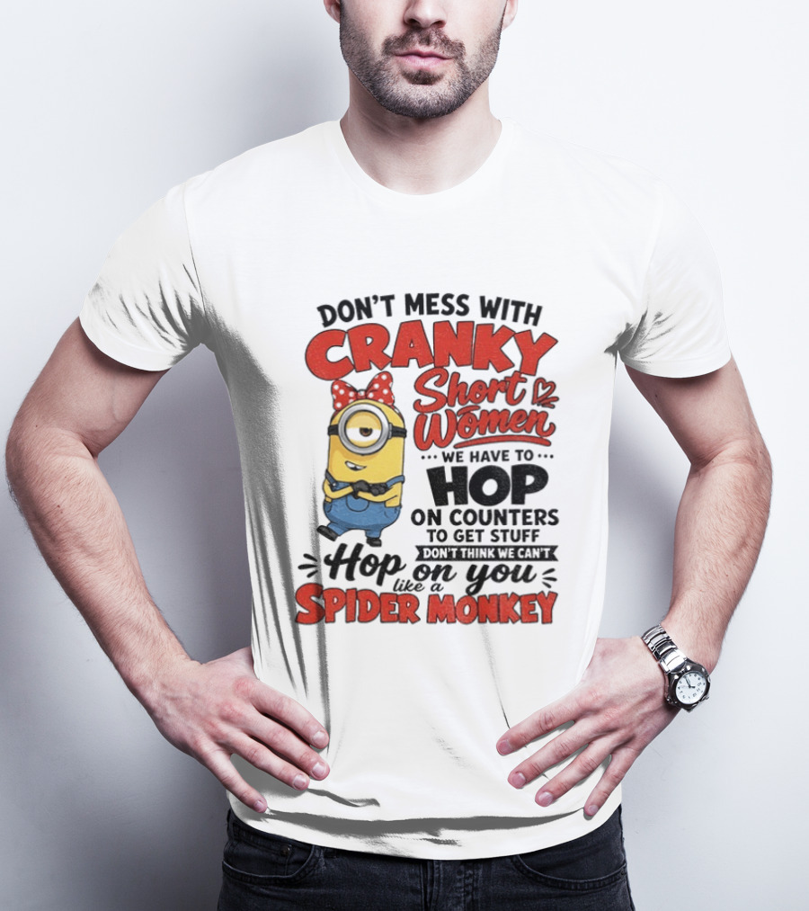 Minion Cranky Short Women Hop On Counters Spider Monkey T-Shirt