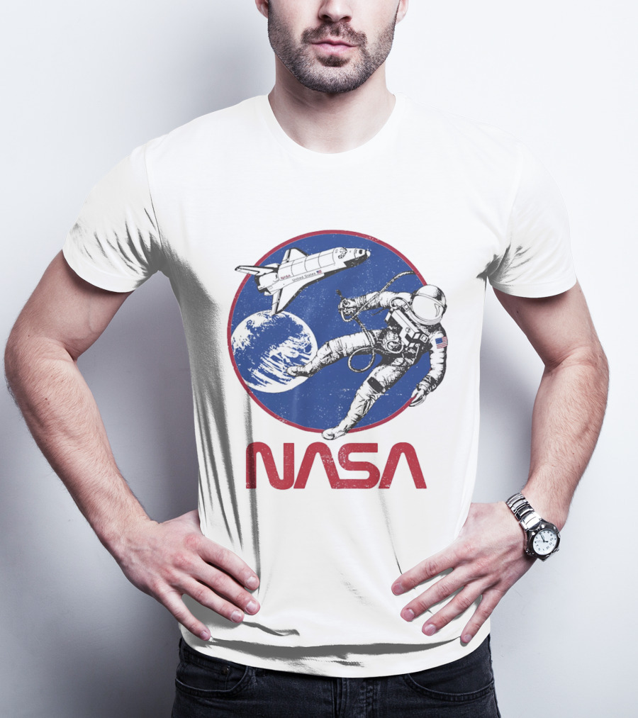NASA Space Shuttle And Astronaut Earth Scene T-Shirt