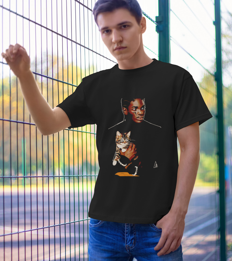 Young Man Holding A Tabby Cat Painting T-Shirt