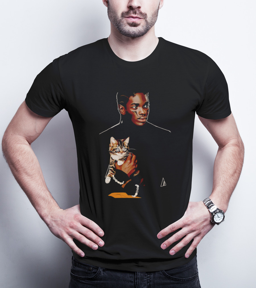 Young Man Holding A Tabby Cat Painting T-Shirt