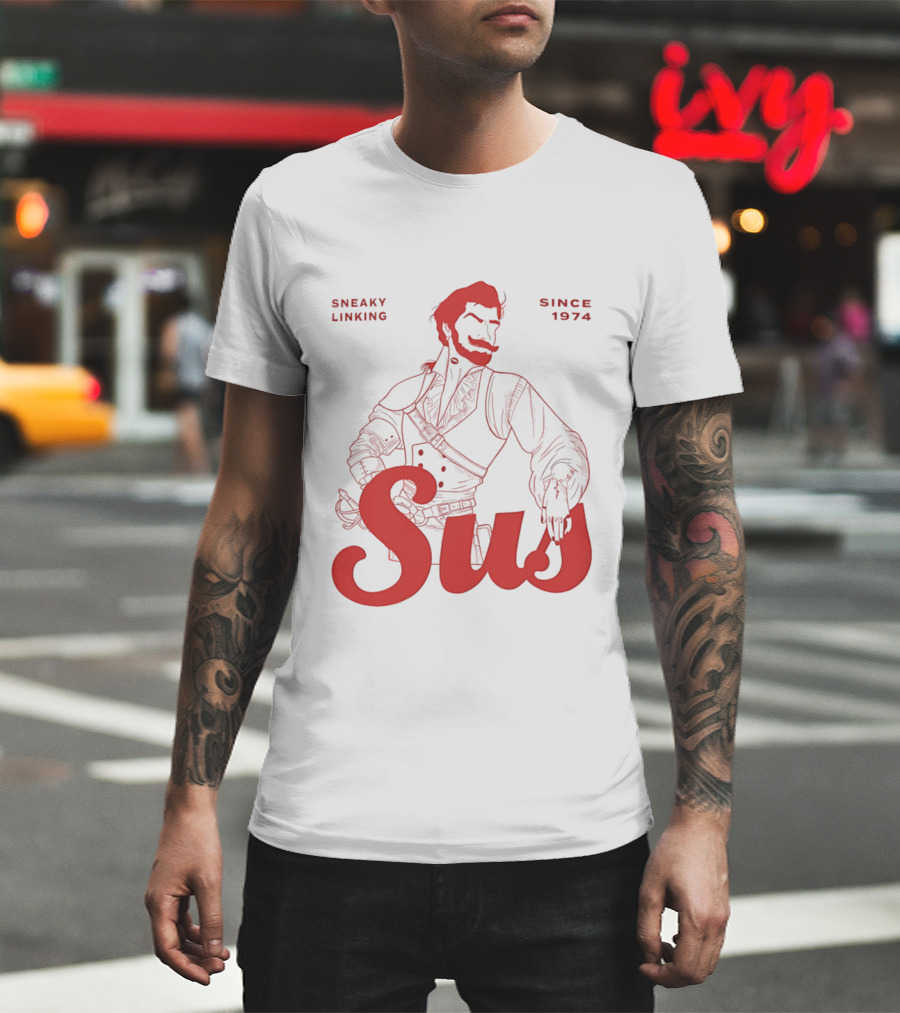 Sneaky Linking Since 1974 Sus Man Red Western T-Shirt
