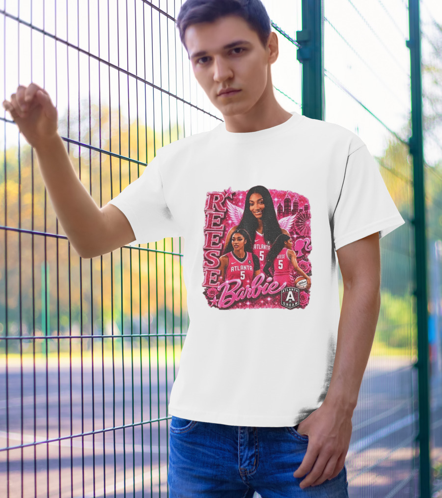 Angel Reese Atlanta Dream Barbie Pink Basketball Collage WNBA T-Shirt