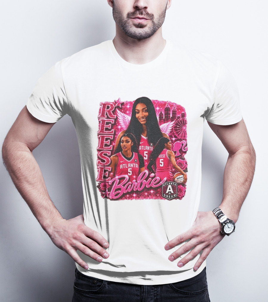 Angel Reese Atlanta Dream Barbie Pink Basketball Collage WNBA T-Shirt