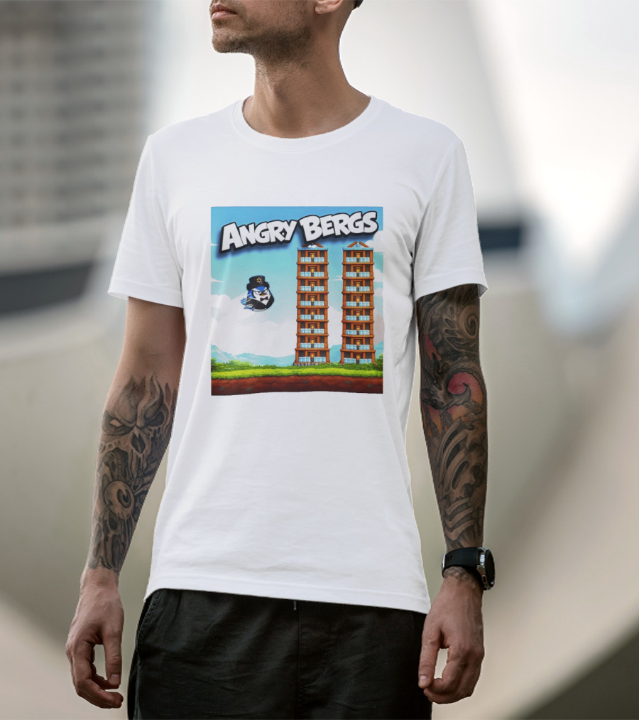 Angry Bergs Funny Parody Building Smash блоки Stack Game T-Shirt