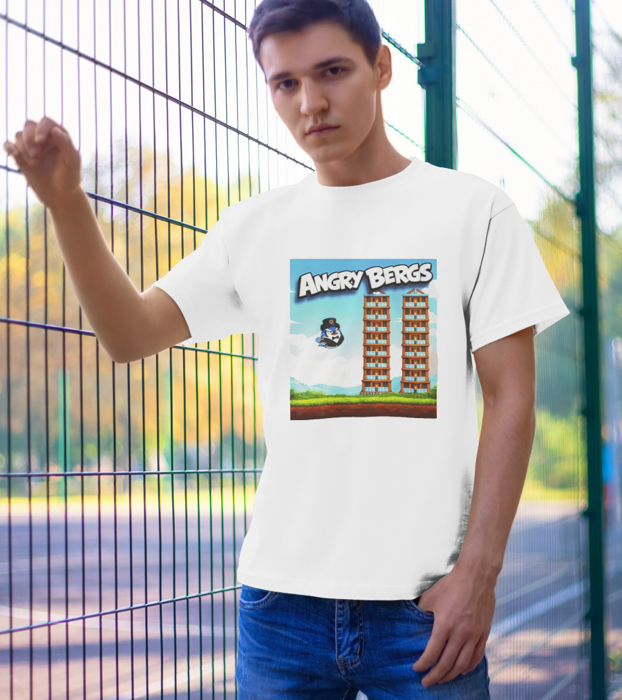 Angry Bergs Funny Parody Building Smash блоки Stack Game T-Shirt