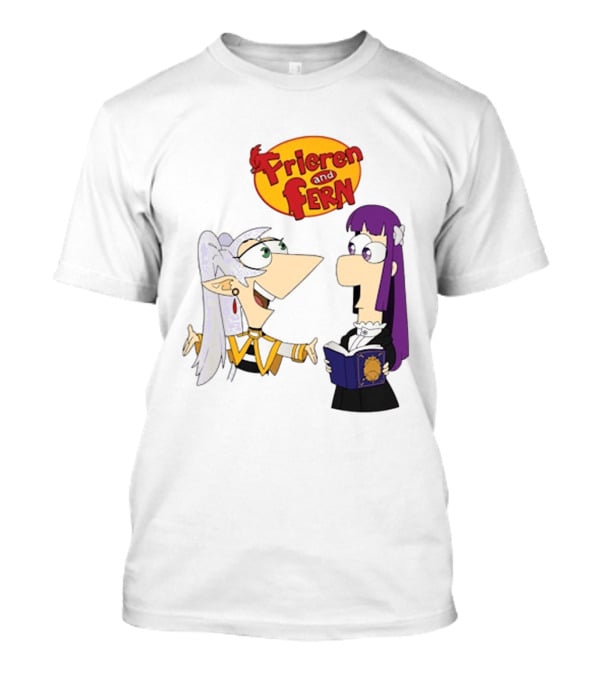 Frieren And Fern Animated Characters With Book And Unique Cartoon T-Shirt