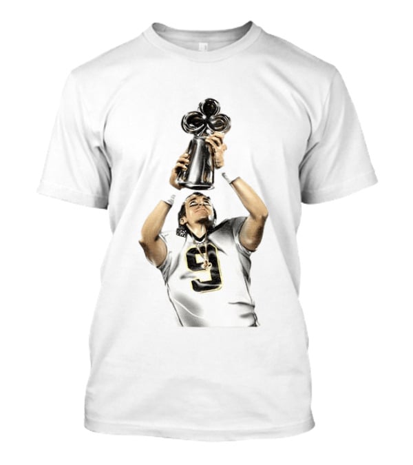 Drew Brees Saints Hall Of Fame 2026 Number 9 Trophy Celebration T-Shirt