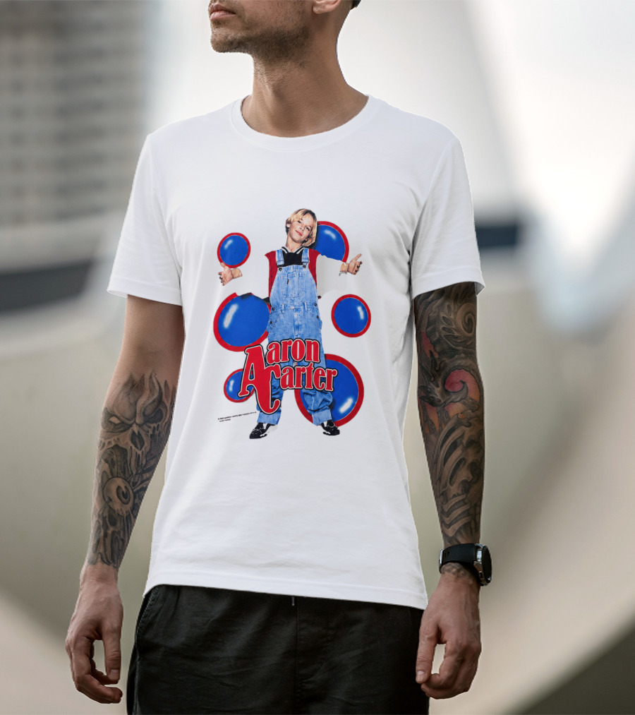 Aaron Carter Overalls Blue Red Circles Fashion T-Shirt