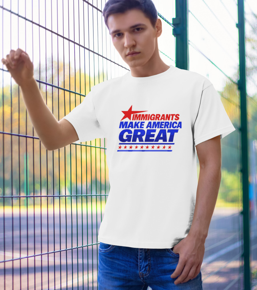 Immigrants Make America Great Red Star Political Message 2026 T-Shirt