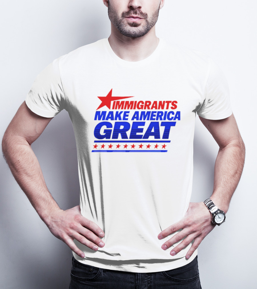 Immigrants Make America Great Red Star Political Message 2026 T-Shirt