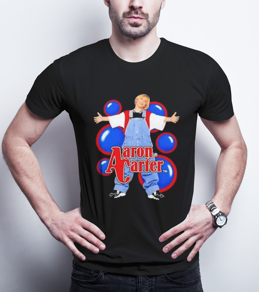 Aaron Carter Denim Overalls Bubbles Photo Bootleg T-Shirt