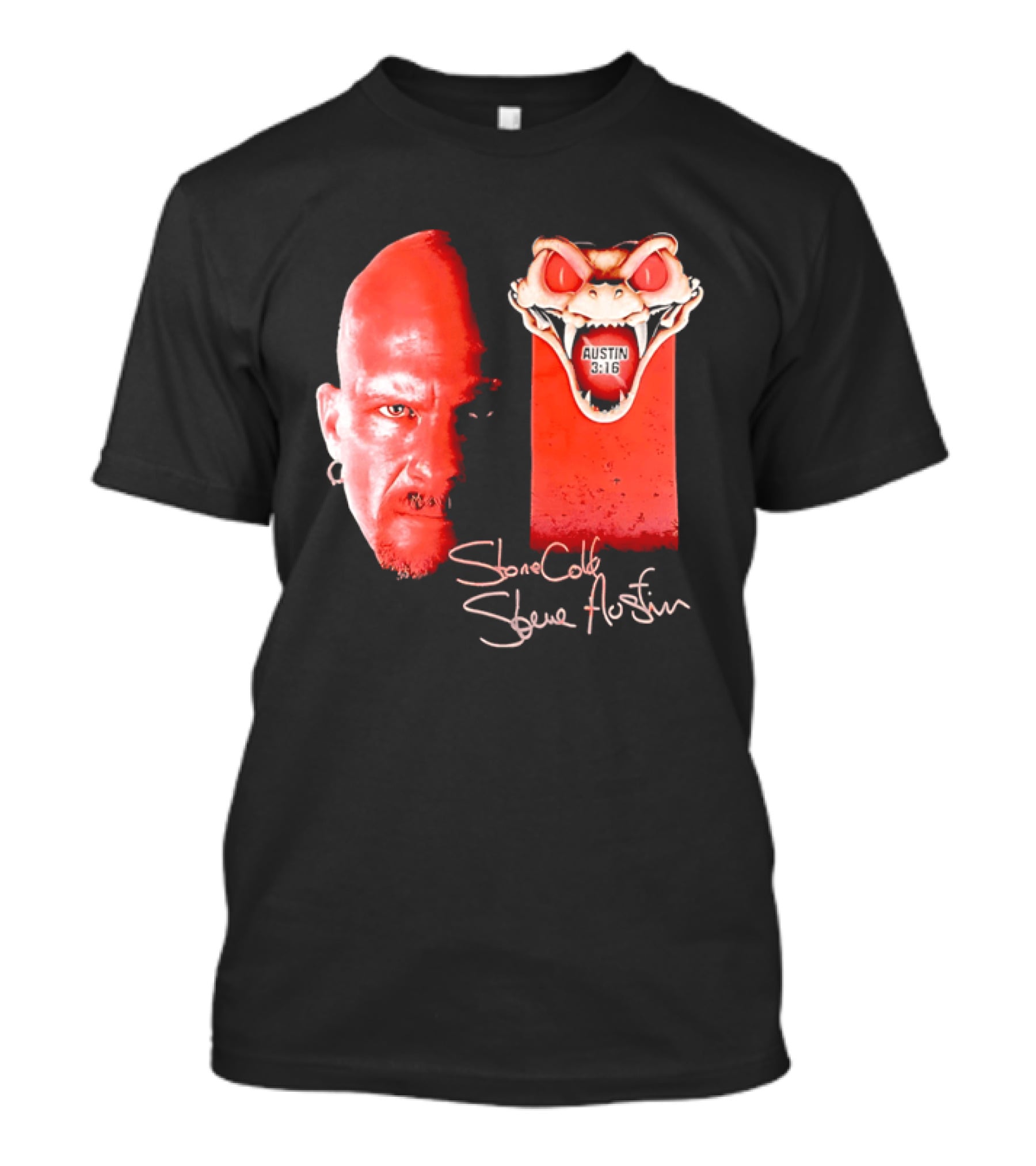 Austin 3 16 Stone Cold Steve Red Rattlesnake Head Signature T-Shirt