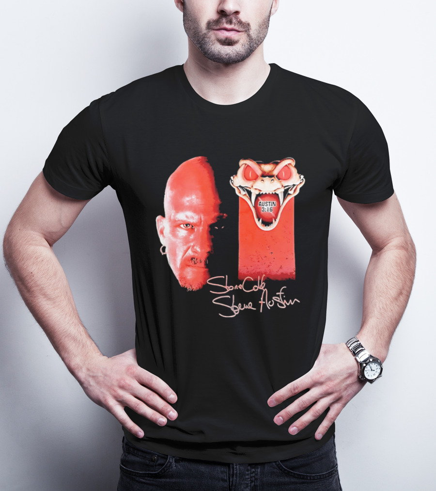 Austin 3 16 Stone Cold Steve Red Rattlesnake Head Signature T-Shirt