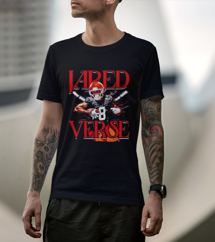 Jared Verse Number 8 Football Player Carrying Ball Distressed Bootleg T-Shirt