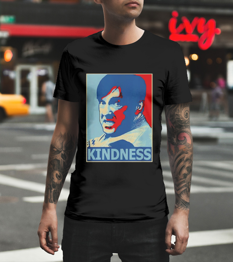 Kindness Mustachioed Man Halftone T-Shirt
